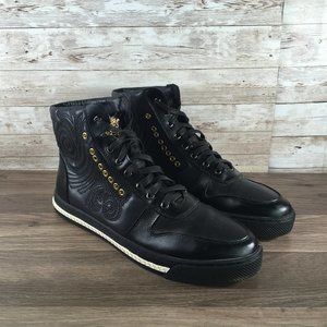Versace Shoes | Mens Black And Gold Sneakers | Poshmark